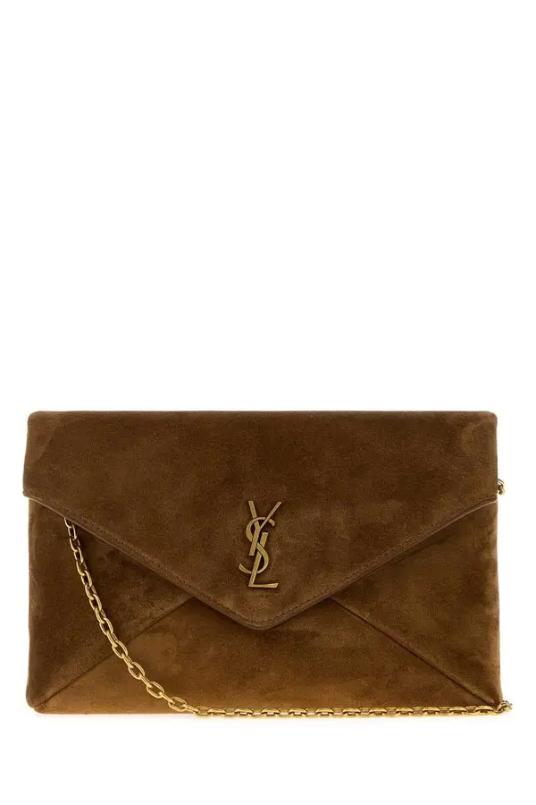Saint Laurent Jamie Mini Leather Clutch Bag - Brown