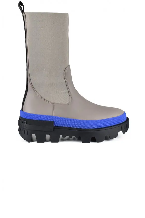 Moncler Chelsea Boots With Electric Blue Detail - Gray