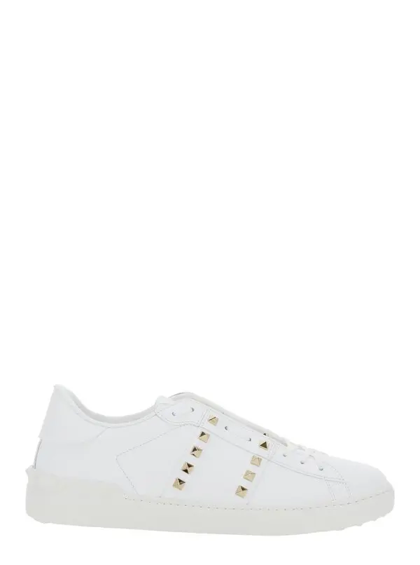 Valentino Garavani Rockstud Untitled Leather Sneakers - White