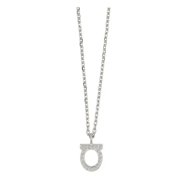 FERRAGAMO Gancini Necklace With Crystals - Silver