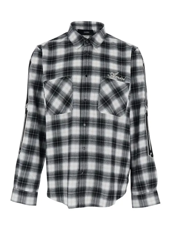 Amiri Shirt With Classic Collar And All-over Check Motif In Wool For - Multicolor