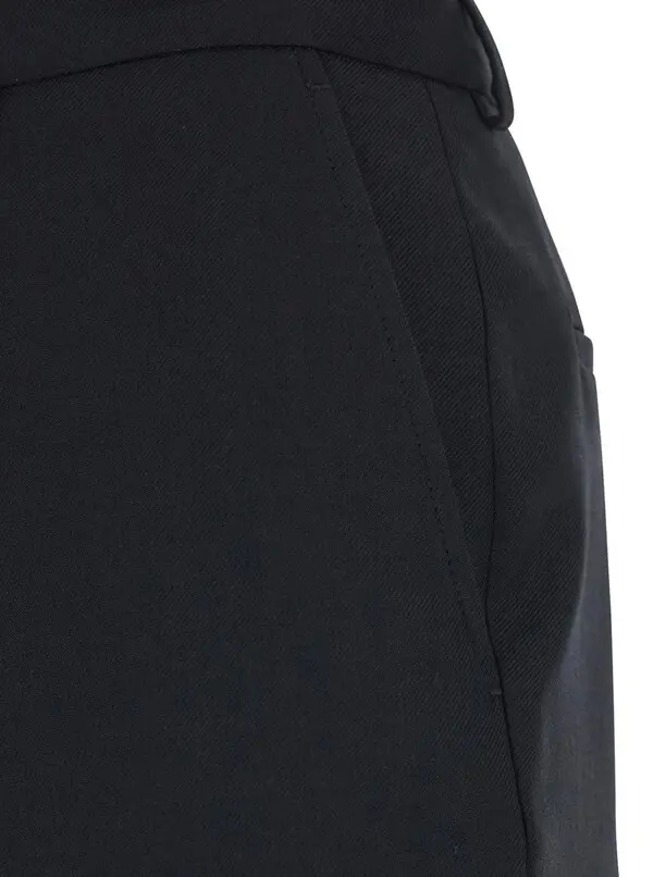 Valentino Garavani Black Nylon And Wool Gabardine Flared Pants