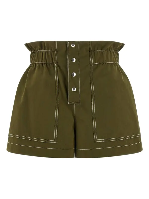 Marni Gabardine Shorts With Contrast Stitching - Green