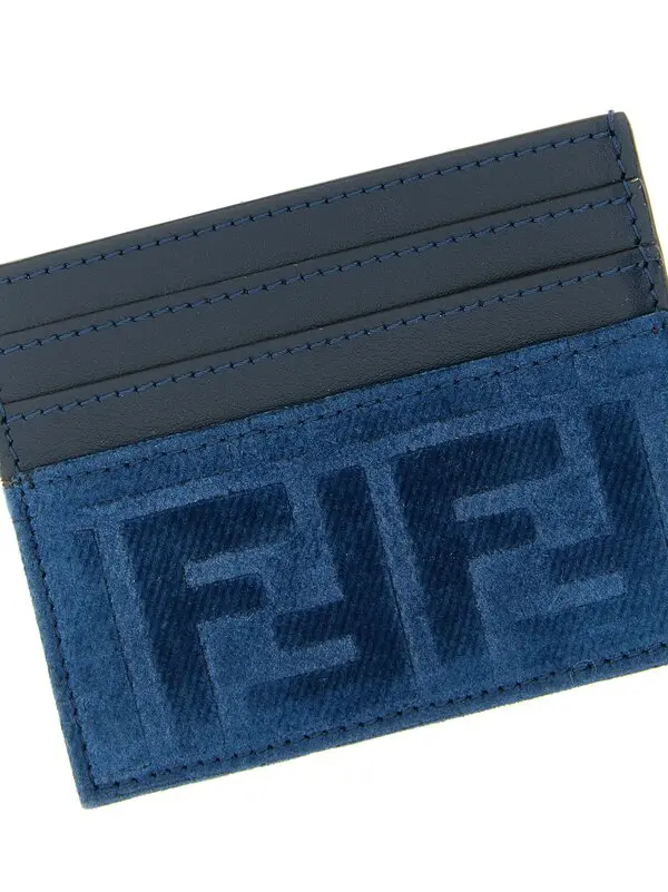 Fendi Ff Denim Card Holder - Blue