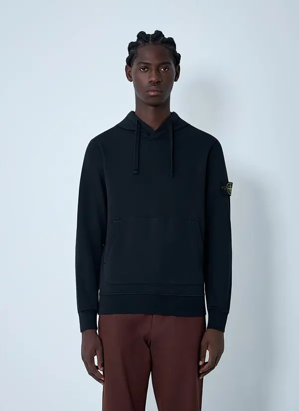 Stone Island Compass Patch Hooded Sweatshirt - Black