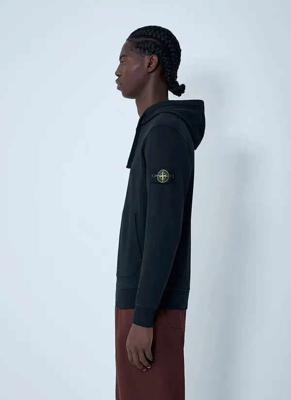 Stone Island Compass Patch Hooded Sweatshirt - Black