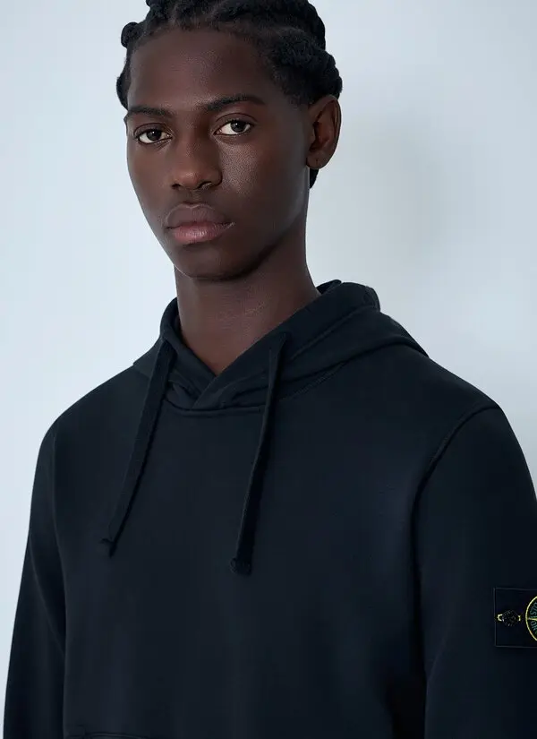 Stone Island Compass Patch Hooded Sweatshirt - Black