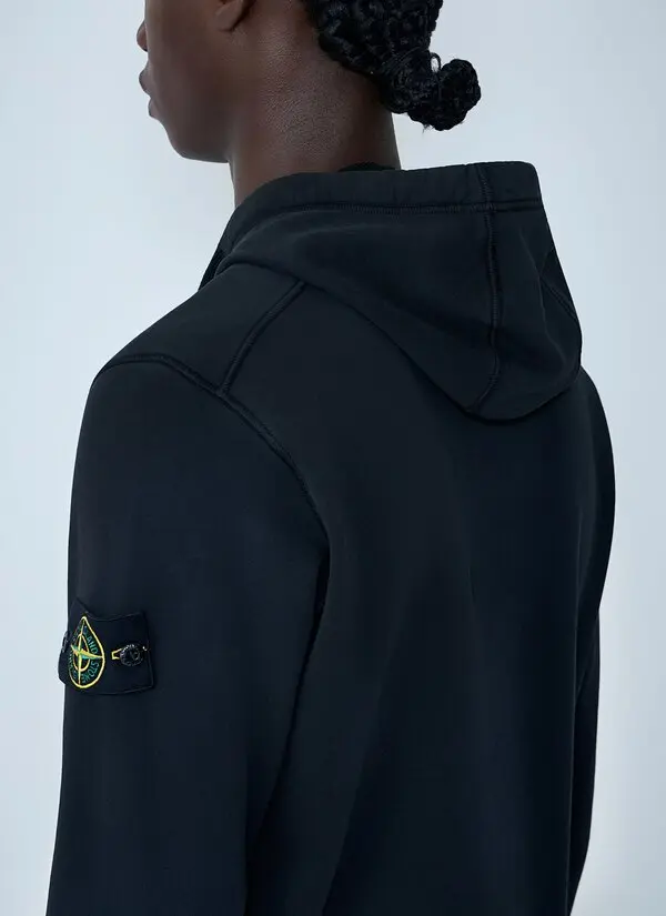 Stone Island Compass Patch Hooded Sweatshirt - Black