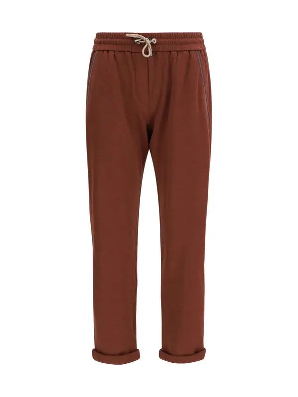 Brunello Cucinelli Cotton Drawstring Waist Pants With Embellished Pockets - Multicolor