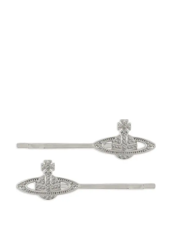 VIVIENNE WESTWOOD Mini Bas Relief Bobby Pin Pair - Silver