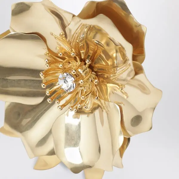 Miu Miu Gold-tone Metal Brooch With Crystal - Silver