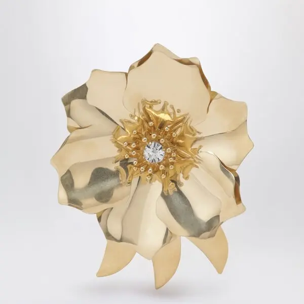 Miu Miu Gold-tone Metal Brooch With Crystal - Silver
