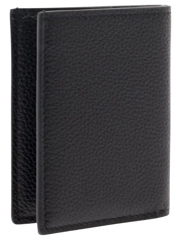 TOM FORD Card-wallet With Embossed Logo In Hammered Leather