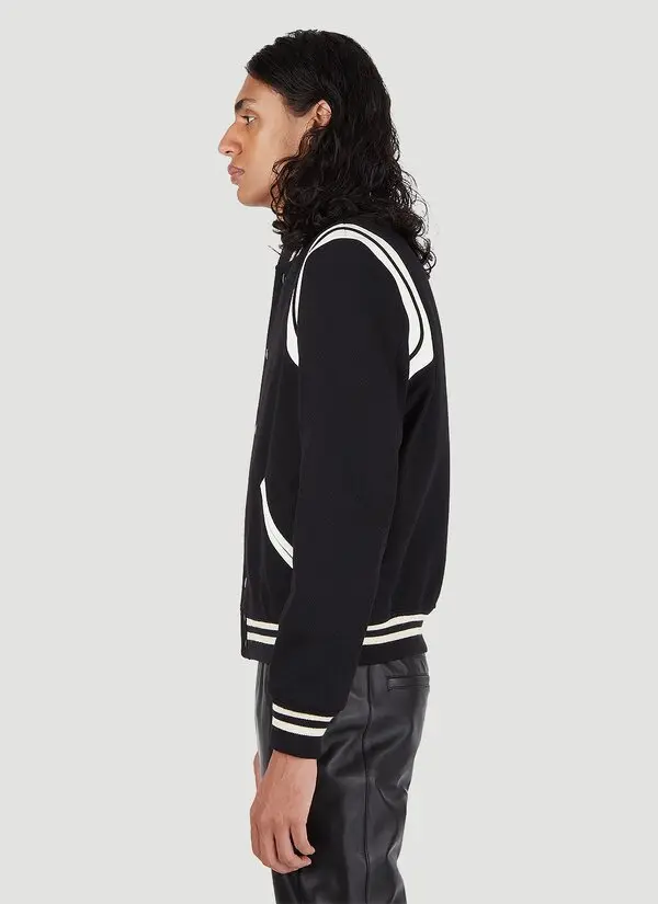 Saint Laurent Wool Varsity Bomber Jacket With Leather Trim - Black