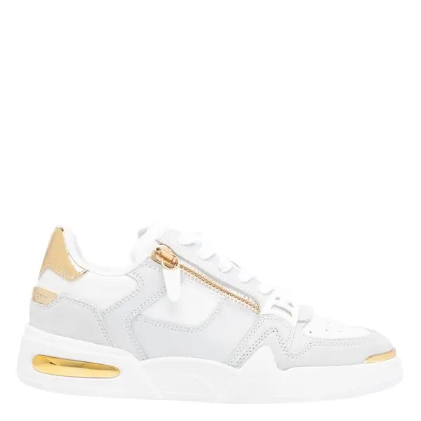 GIUSEPPE ZANOTTI Leather Zip-up Lace-up Sneakers - White