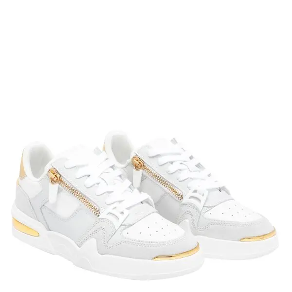 GIUSEPPE ZANOTTI Leather Zip-up Lace-up Sneakers - White