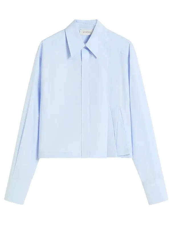 Sportmax Cropped Poplin Shirt With Asymmetrical Pleats - Blue