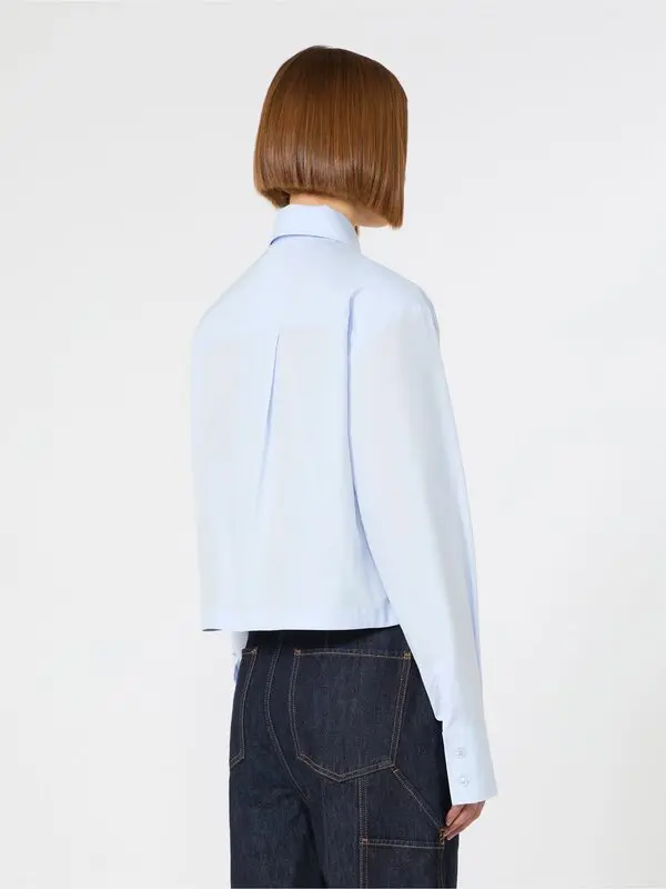 Sportmax Cropped Poplin Shirt With Asymmetrical Pleats - Blue
