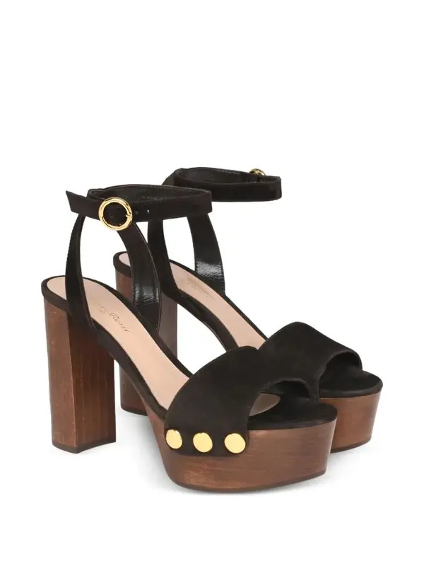 GIANVITO ROSSI Leather Clog Platform Sandals With Ankle Strap