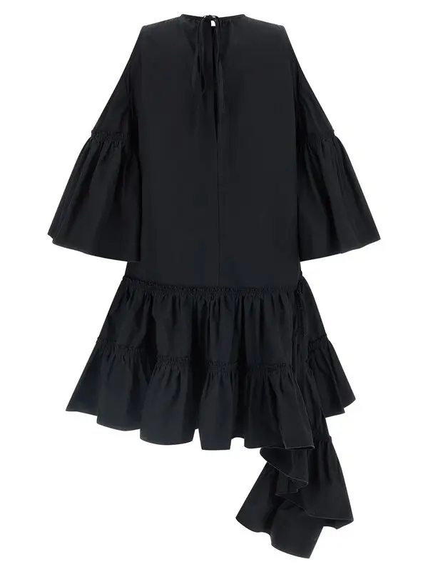 JW Anderson Ruffled Midi Dress With Cut-out Shoulders
