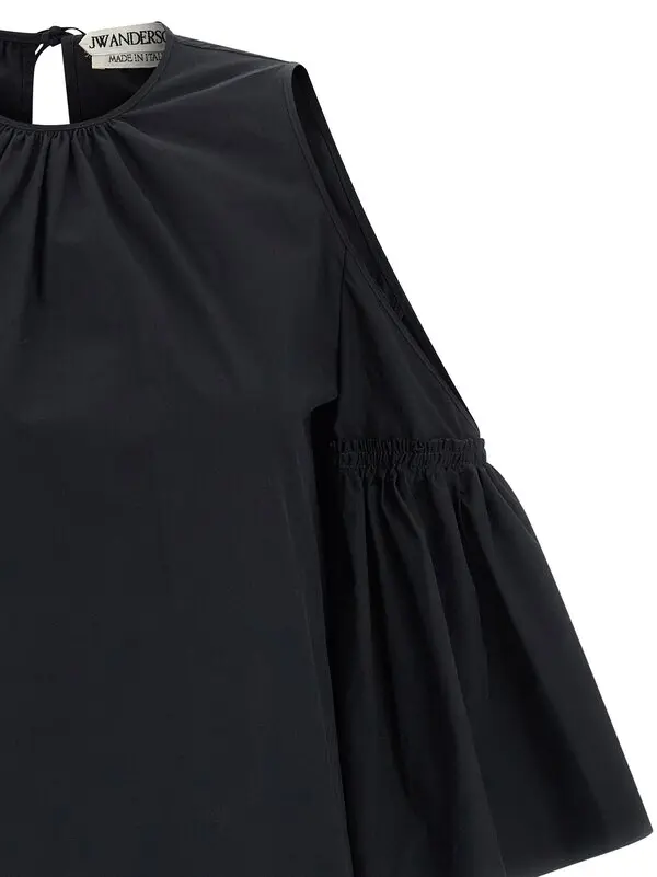 JW Anderson Ruffled Midi Dress With Cut-out Shoulders