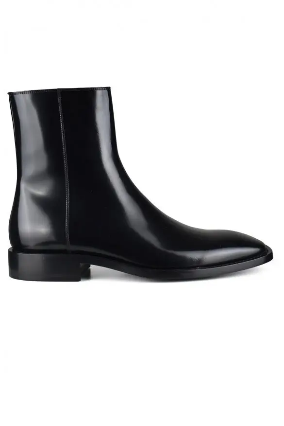 Balenciaga Patent Leather Square Toe Zip-up Ankle Boots