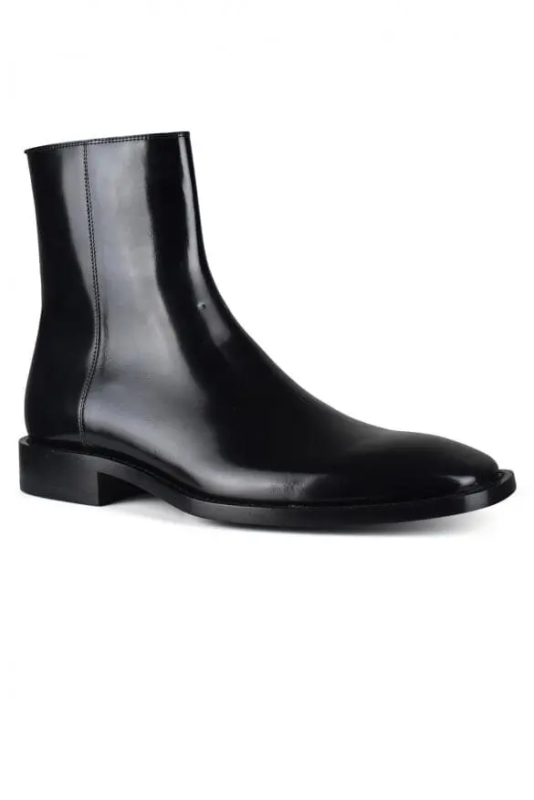 Balenciaga Patent Leather Square Toe Zip-up Ankle Boots