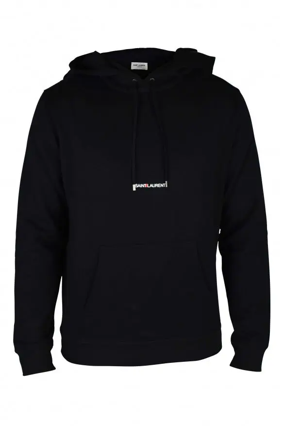 Saint Laurent Hooded Sweatshirt With Printed Logo - Black