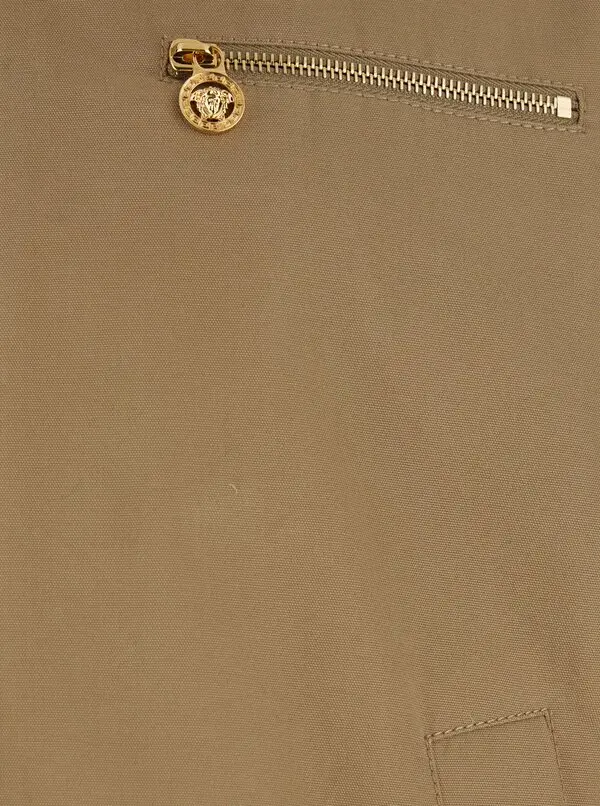 Versace Cotton Jacket With Leather Collar And Medusa Head Detail - Multicolor