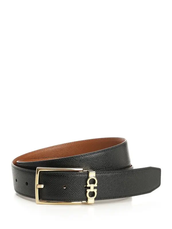 FERRAGAMO Reversible And Adjustable Gancini Belt - Brown