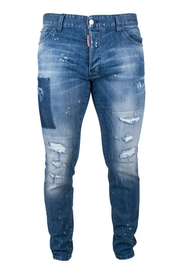 Dsquared2 Cool Guy" Jeans With Graphic Print And Distressed Details - Blue