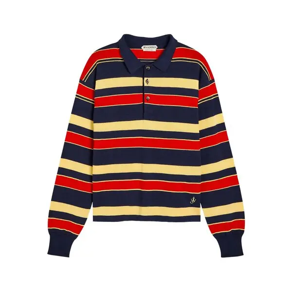 JW Anderson Striped Long Sleeve Polo Shirt - Blue