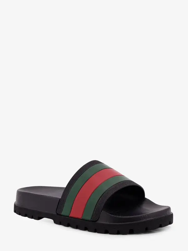 Gucci Rubber Slide With Web Detail - Multicolor