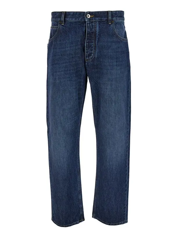 Bottega Veneta Straight Leg Jeans With Logo Patch