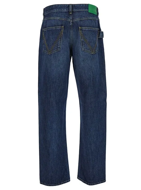 Bottega Veneta Straight Leg Jeans With Logo Patch