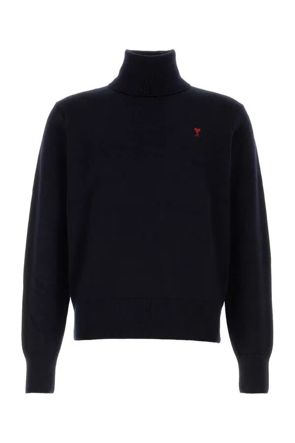 AMI Paris Midnight Wool Sweater With High Neck