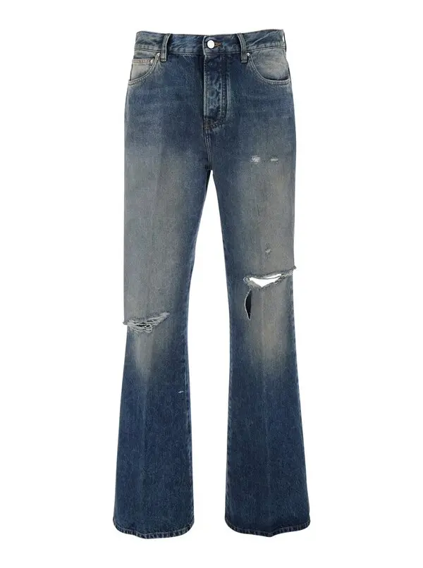 Amiri Blue Denim Jeans With Ripped Detailing - Multicolor
