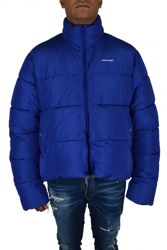 Balenciaga Quilted Puffer Jacket With Hidden Hood - Blue