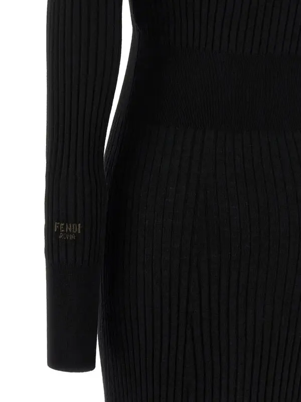 Fendi Wool Fitted Midi Dress
