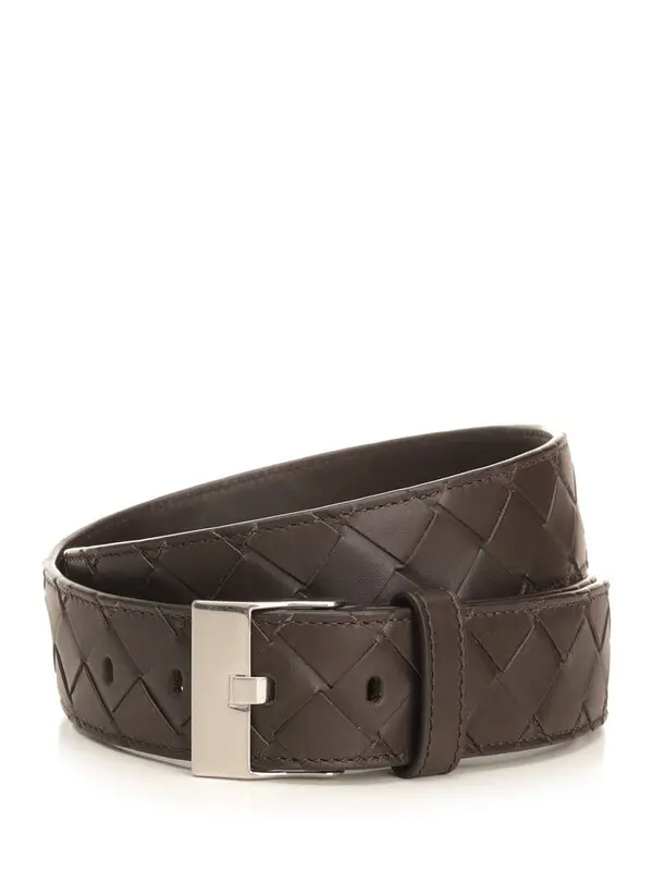 Bottega Veneta Intrecciato Leather Belt - Brown