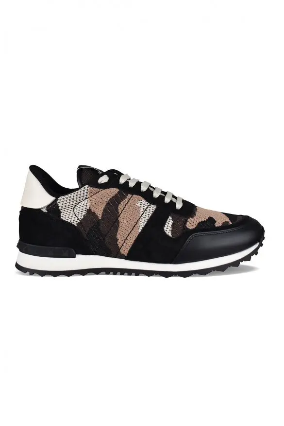 Valentino Garavani Rockrunner Camouflage Sneakers - Black
