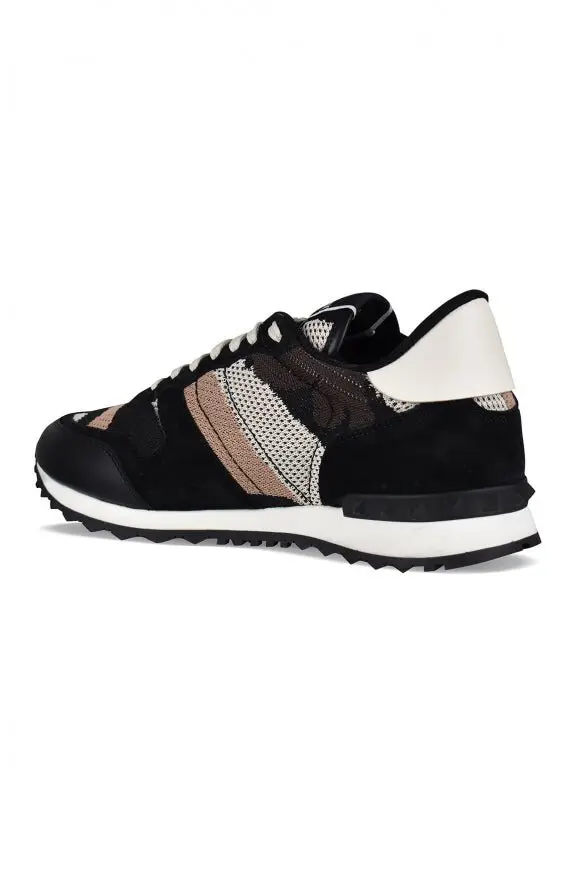 Valentino Garavani Rockrunner Camouflage Sneakers - Black