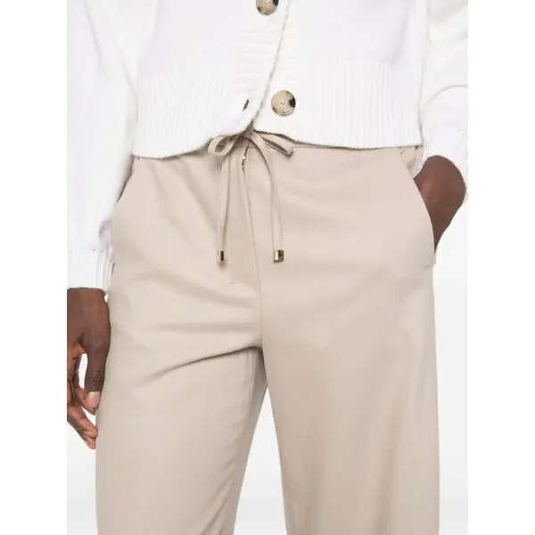 Max Mara Wide Leg Drawstring Trousers - Cream