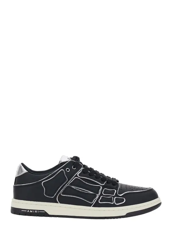 Amiri Skel Top Low" Black Leather Sneakers With Logo Patch And Contrast Detailing - Multicolor