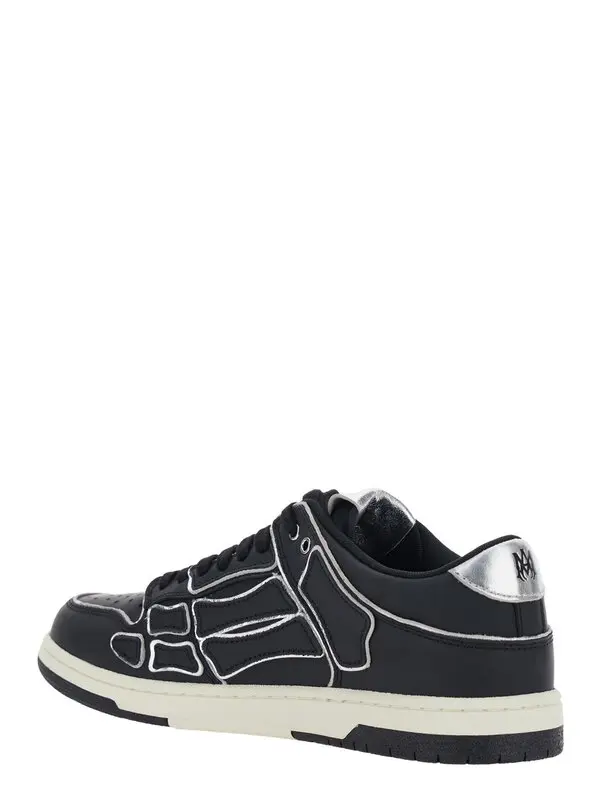 Amiri Skel Top Low" Black Leather Sneakers With Logo Patch And Contrast Detailing - Multicolor