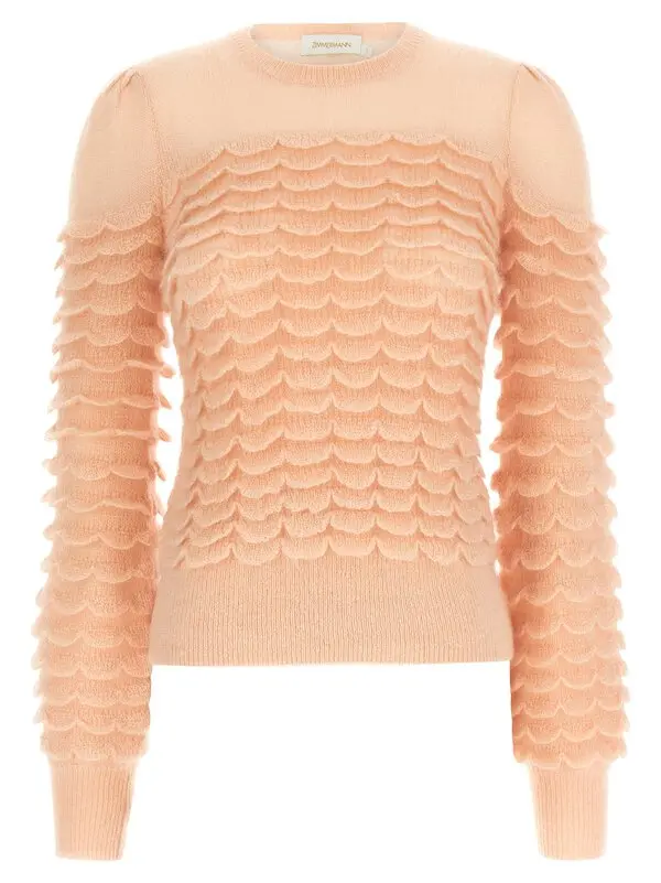 Zimmermann Hypnotic Scallop" Mohair Blend Sweater - Pink