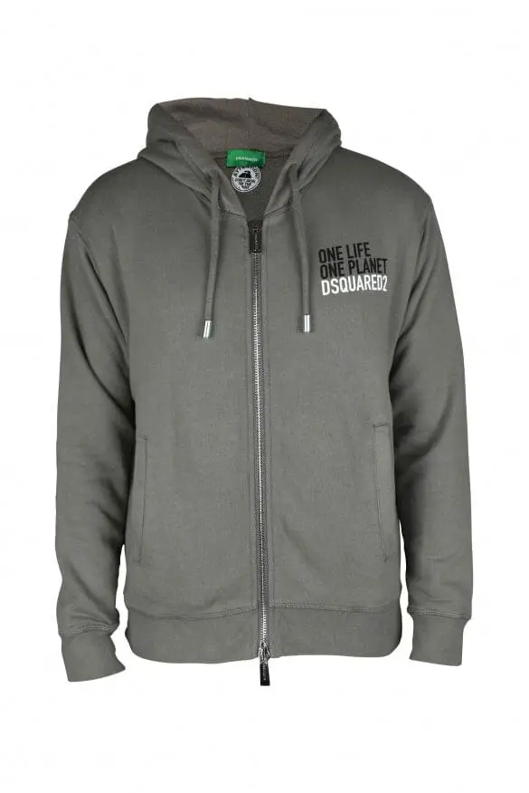 Dsquared2 Cotton Zip-up Hoodie With Printed Logo - Gray