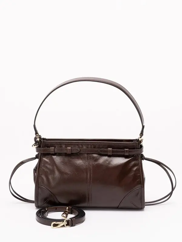 Prada Leather Shoulder Bag With Gold Tone Chain