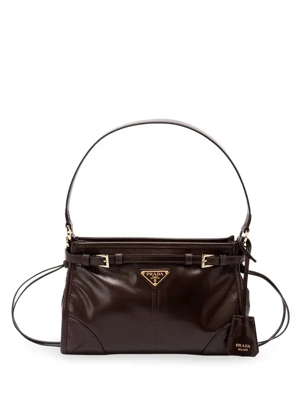 Prada Leather Shoulder Bag With Gold Tone Chain - Multicolor