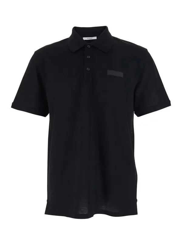 Givenchy Polo Shirt With Logo Patch On The Front In Cotton For - Black